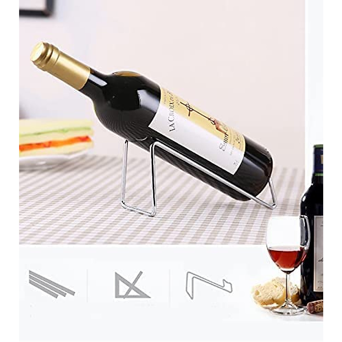FrontierDecoration Frontier Simple Chrome Steel Wine Bottle Holder Tabletop Wine Rack