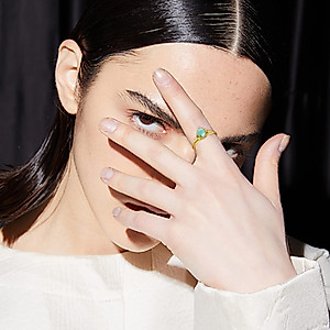 RnBLM JEWELRY 6 PCS Healing Crystal Ring for Women Irregular Crystal Gold Wire Wrapped Ring Gemstone Carnelian Rose Quartz Amethyst Evil Eye Tiger Eyes Adjustable Crystal Ring Set