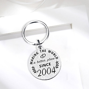 ABNTY 20th Birthday Gifts for Women Men, 20 Year Old Birthday Keychain, Born in 2004 Gifts, 2004 Birthday Decorations