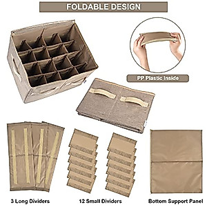 Moteph Shoe Organizer Closet Storage Solution with Clear Cover & Adjustable Dividers for Shoes, Handbags, Blankets, Linen, Clothing (Light Brown, Medium - 16 Pairs)