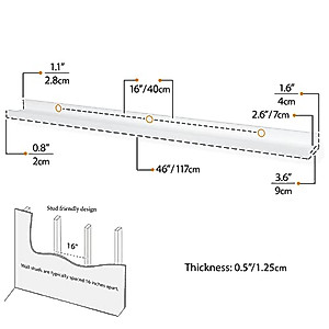 Wallniture Denver 46" White Floating Shelves for Wall Decor, Wall Bookshelves for Living Room, Photo Ledge for Bedroom, Rustic Wall Shelves, Floating Wall Bookshelf, Wood Picture Ledge Shelf Set of 4