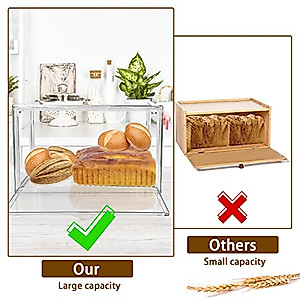 RISICULIS 2PCS Large Bread Box for Kitchen Countertop, Stackable Double Layer Bread Storage Container, Clear Bread Boxes for Kitchen Counter, Bread Keeper for Homemade Bread, Bagel, Muffins, Rolls