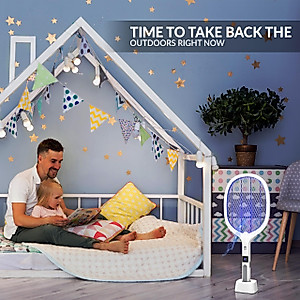 WBM SMART 2 in 1 Electric Bug Zapper, Mosquitoes Trap Lamp & Racket, USB Rechargeable Electric Fly Swatter for Home and Outdoor Powerful Grid 3-Layer Safety Mesh Safe to Touch, Pack of 2