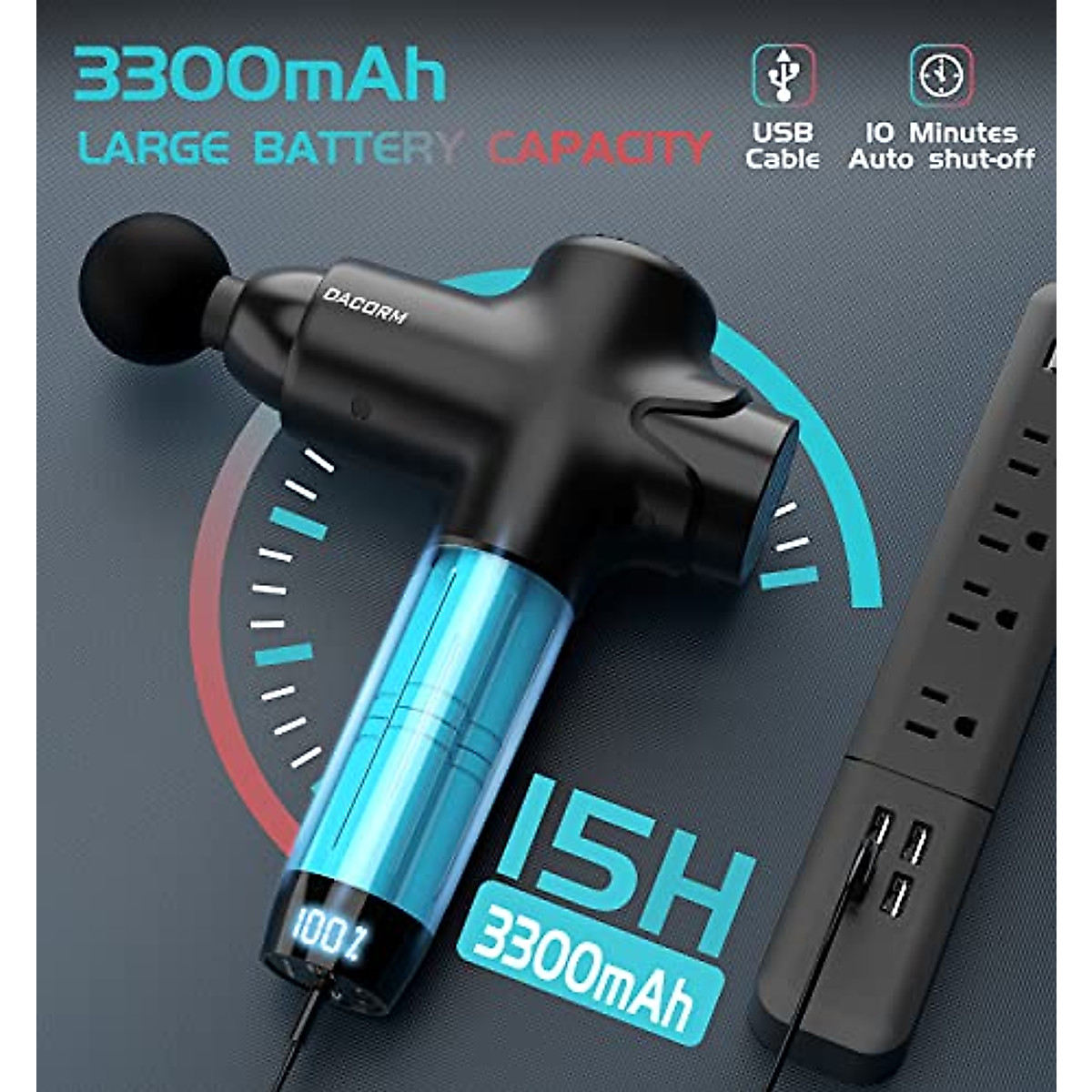 Massage Gun - Percussion Muscle Massage Gun for Athletes, Super Quiet Portable Electric Sport Massager, Handheld Deep Tissue Massager of Y8 Pro Max (Dark Black)