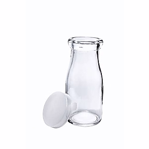 Old Fashioned Heavy Glass Half Pint Milk Bottle, Decanter Cream Server. With Lid (1 pack)