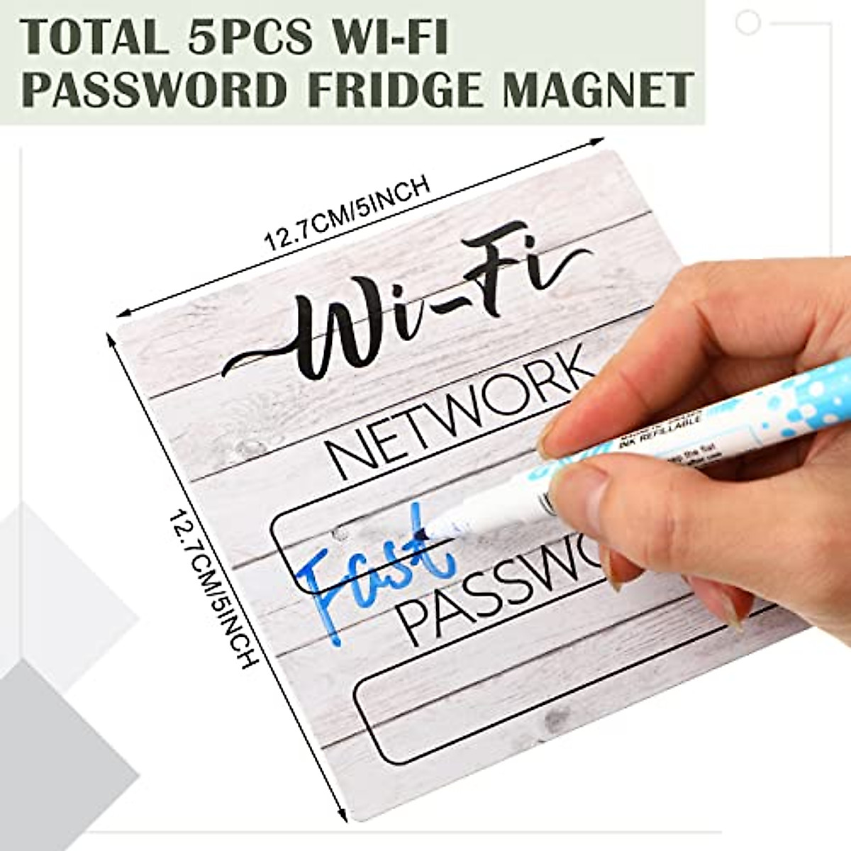 Oudain 5 Pieces Wi-Fi Password Sign Rustic Fridge Magnet Magnetic Wi-Fi Sign Compatible with Airbnb VRBO