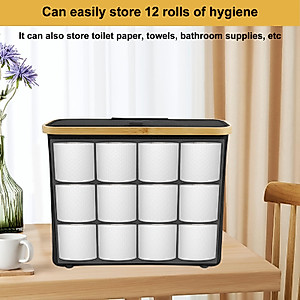 YLMFTNU Toilet Paper Basket with Lid, Toilet Paper Storage, Paper Roll Basket, Lightweight Toilet Paper Organizer Basket with Side Window, Foldable Toilet Paper Bin Holds up to 12 Toilet for Home