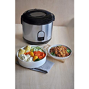 IMUSA USA GAU-00028 Electric Rice Cooker 10-Cup Uncooked Rice (20-Cup Cooked Rice), Stainless Steel