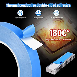 Thermal Tape, 25m x 20mm x 0.2mm Double Side Thermal Adhesive Tapes Cooling Pad Apply to Heatsink, LED, IGBT, IC Chip, Computer CPU,GPU, Modules, MOS Tube, SSD Drives