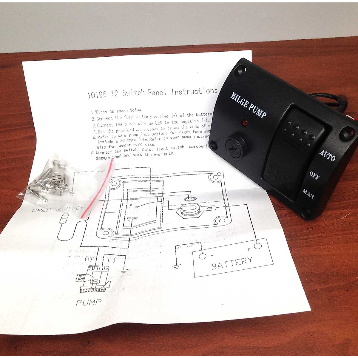 Pactrade Marine Boat Bilge Alarm Pump Switch ABS Manual Automatic Off Spring Return