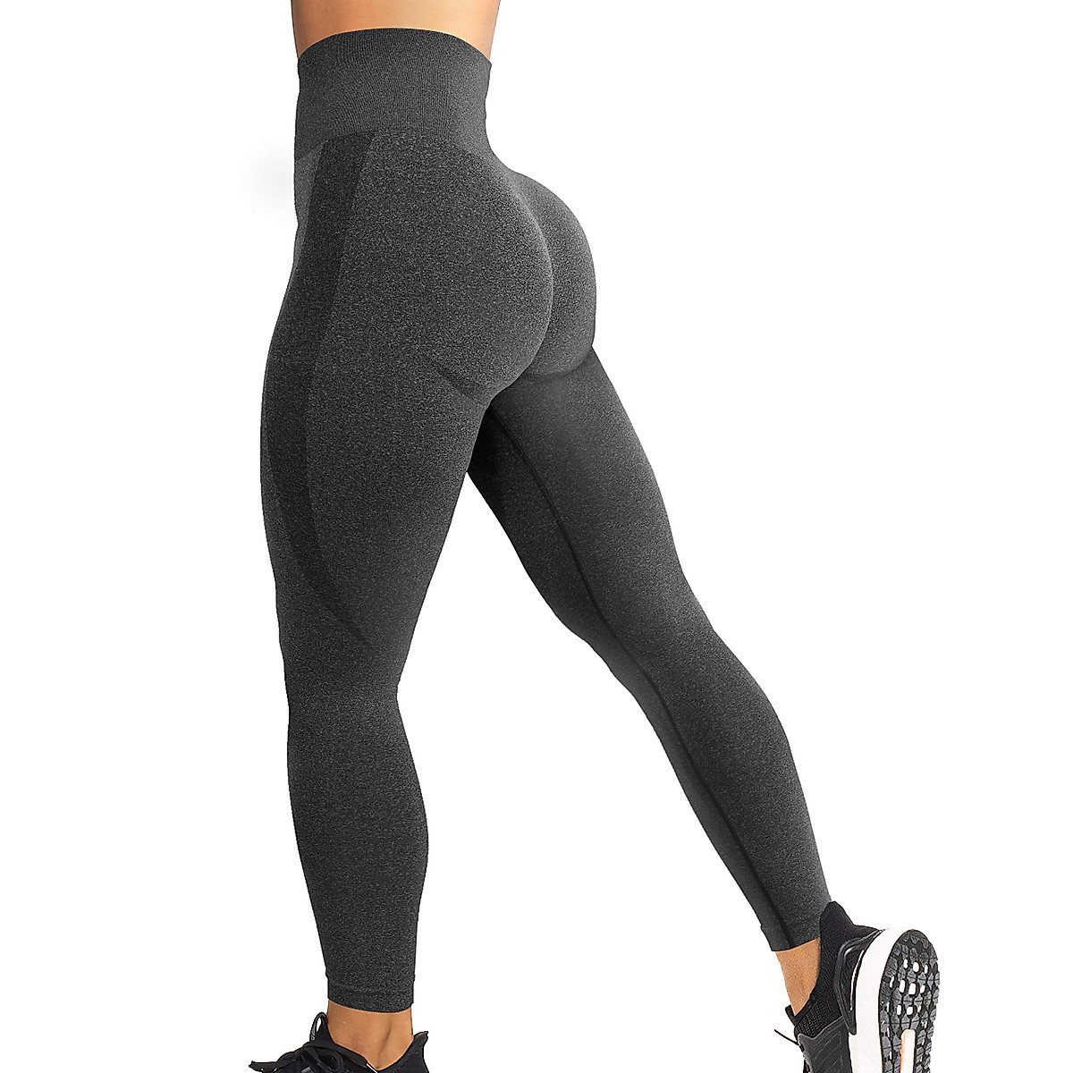 YEOREO Women Seamless Workout Leggings Gym High Waist Smile Contour Yoga Pants Gray