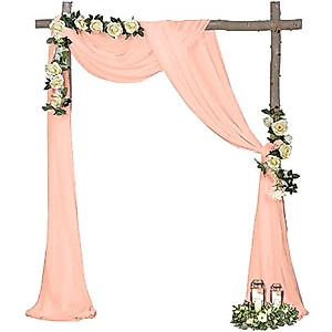 SFN SKY Blush 100% Chiffon Arch Ceremony Backdrop 30" x 6 Yards for Wedding Arch Door/Home Canopy Bed Curtains - Long Sheer Window Topper Valances/Bedroom Tablecloth (Blush)