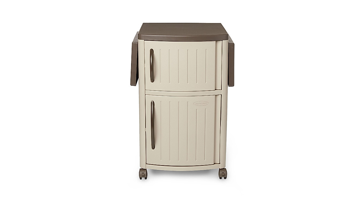 Suncast Portable Outdoor Prep Station with Cabinet & Drop Leaf Extensions