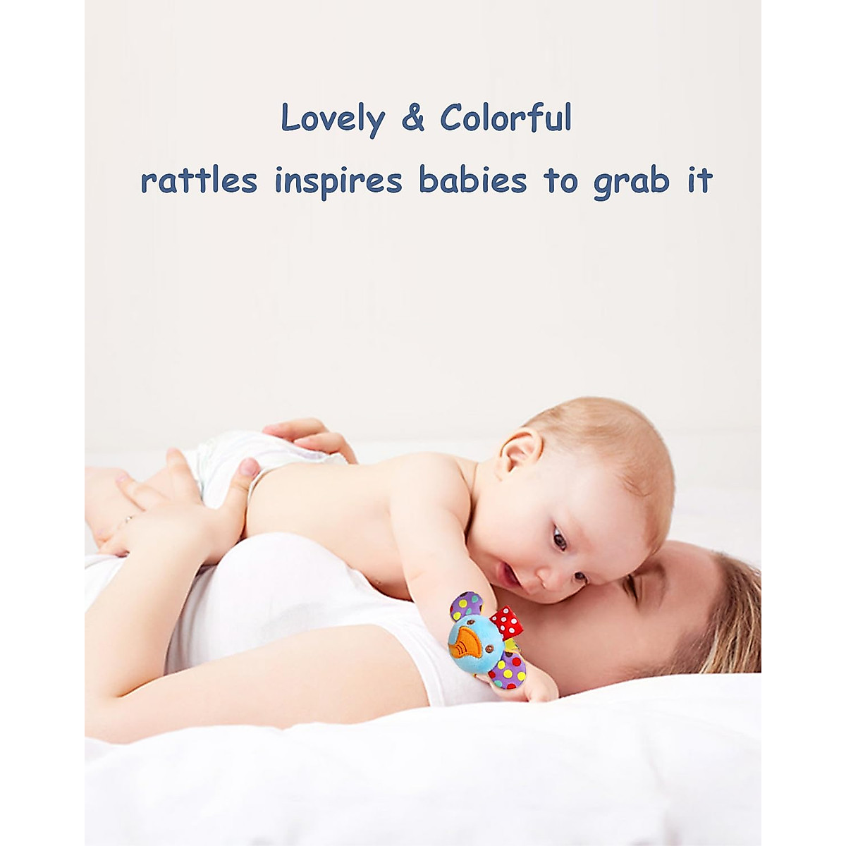 Bloobloomax Baby Soft Toy Foot Finder Socks Wrists Rattles - Ankle Leg Hand Arm Feet Rattle Toy Set- Newborn Present for Infant Toddler Boy Girl 0 3 6 9 12 24 36 Months