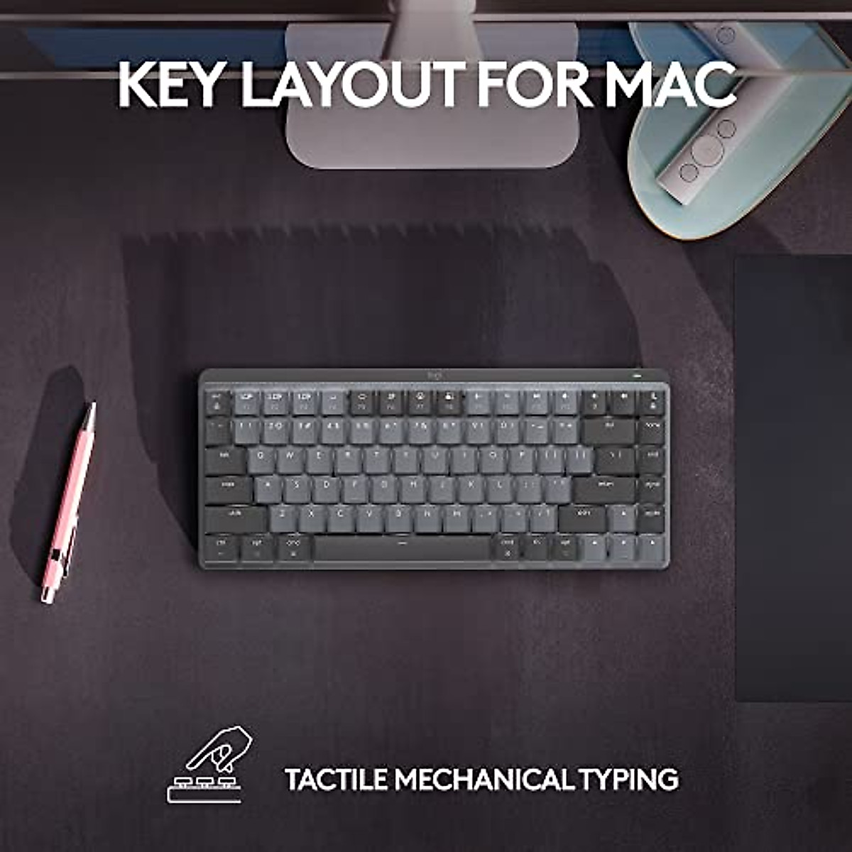 Logitech MX Mechanical Mini for Mac Wireless Illuminated Keyboard, Low-Profile Performance Switches, Tactile Quiet Keys, Backlit, Bluetooth, USB-C, Apple, iPad - Space Grey