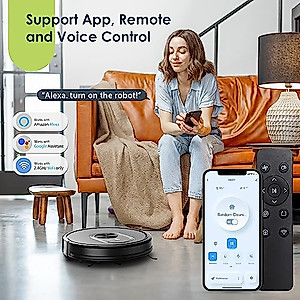 Robot Vacuum and Mop Combo, 3 in 1 Mopping Robotic Vacuum with Schedule, App/Bluetooth/Alexa, 1600Pa Max Suction, Self-Charging Robot Vacuum Cleaner, Slim, Ideal for Hard Floor, Pet Hair, Carpet