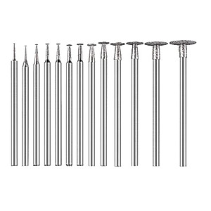 Luo ke 13 Pcs 2.35mm Shank T Shape Head Diamond Grinding Burr Drill Bits Sets for Dremel Rotary Tools