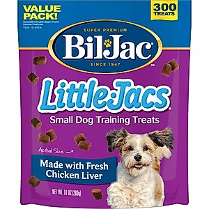 Bil-Jac Little Jacs Small Dog Training Treats - Soft Chicken Liver Dog Treats for Puppy Rewards - Real Chicken, No Fillers, 10oz Resealable Double Zipper Pouch (2-Pack)