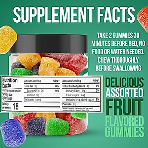 Hemp Emu Hemp Gummies for Sleep - Fall Asleep Faster, Stay Asleep Longer - 10mg Melatonin + Premium Hemp Extract, 2 Gummies Per Serving - 60 Count Fruit Flavored Gummies