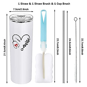 Gingprous Nurse Tumbler, Nursing Gifts for New Nurse Nurse Appreciation Gifts for Nurse Nurse Week Gifts Nurse Graduation Christmas Birthday Gifts, 20oz Insulated Stainless Steel Skinny Tumbler, White