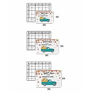 Thanksgiving Outdoor Rug, Large Floor Mat Pumpkin Truck Maple Leaf Non Slip Area Rug Rubber Backing Quick Dry Clearance Carpet for Camping Rugs, Patio, Garden, Lawn, Deck, Porch, 5' x 8'