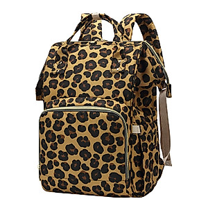 Adult Leopard Pattern Diaper Bag Backpack, Large Nappy Bag Changing Bag for Mom Dad