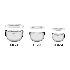 Cuisinart CTG-00-SMB Stainless Steel Mixing Bowls with Lids, 3 Piece, 5 quartz