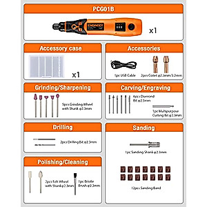Mini Cordless Rotary Tool kit, ENGiNDOT 3.7V with 32 Accessories, 3-Speed, USB Charging Rotary Tool for Sanding, Polishing, Drilling, Etching，Engraving, DIY Crafts
