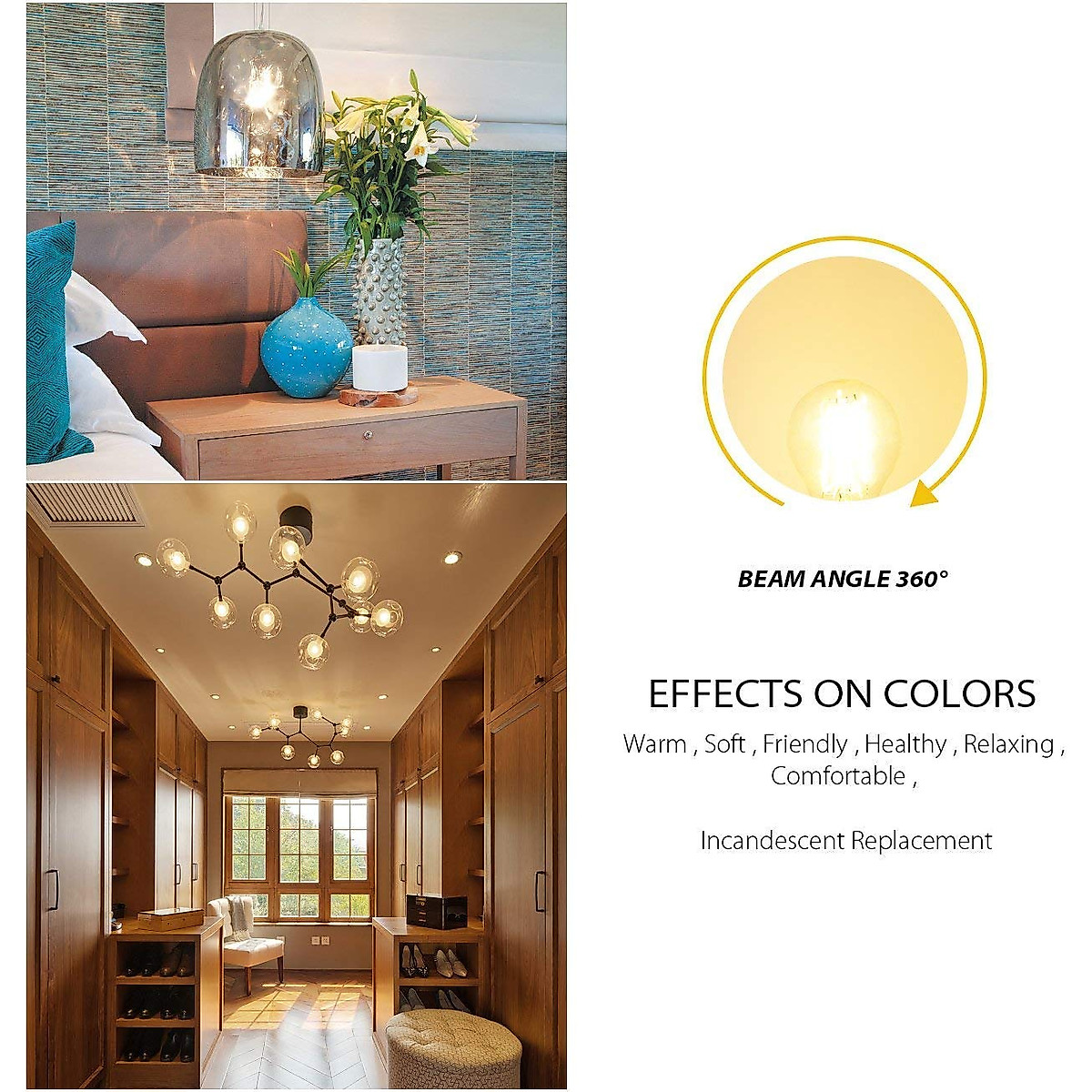 Vintage LED Edison Bulb G30 4W Dimmable LED Filament Bulb Globe Pineapple Shaped Light Bulb 2300K Warm White E26 400LM Equivalent 40W Incandescent (Clear, 6 Pack)