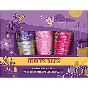Burt's Bees Christmas Gifts, 3 Body Care Stocking Stuffers Products, Hand Cream Trio Set - Lavender Honey, Watermelon Mint & Wild Rose Berry Shea Butters