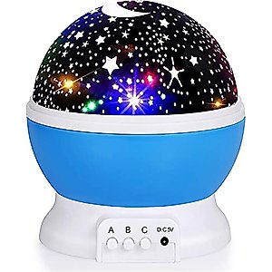 Kids Star Night Light, 360-Degree Rotating Star Projector, Desk Lamp 4 LEDs 8 Colors Changing with USB Cable, Best for Children Baby Bedroom and Party Decorations