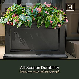 Mayne Fairfield 20in x 36in Rectangle Planter - Black - 36in L x 20in W x 20in H - with Built-In Water Reservoir (5826-B)