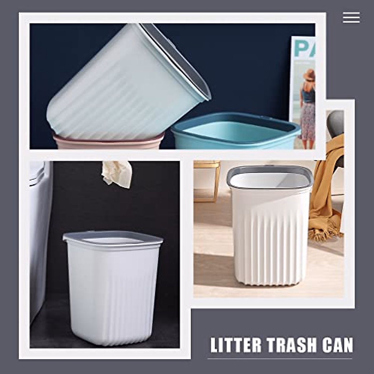 Zerodeko Bathroom Trash 3Pcs Small Trash Can Plastic Waste Basket Garbage Container Bin Recycling Bin Rubbish Bucket Food Scrap Container Compost Bin Pail for Bedroom Bathroom Kitchen Office Trashcan