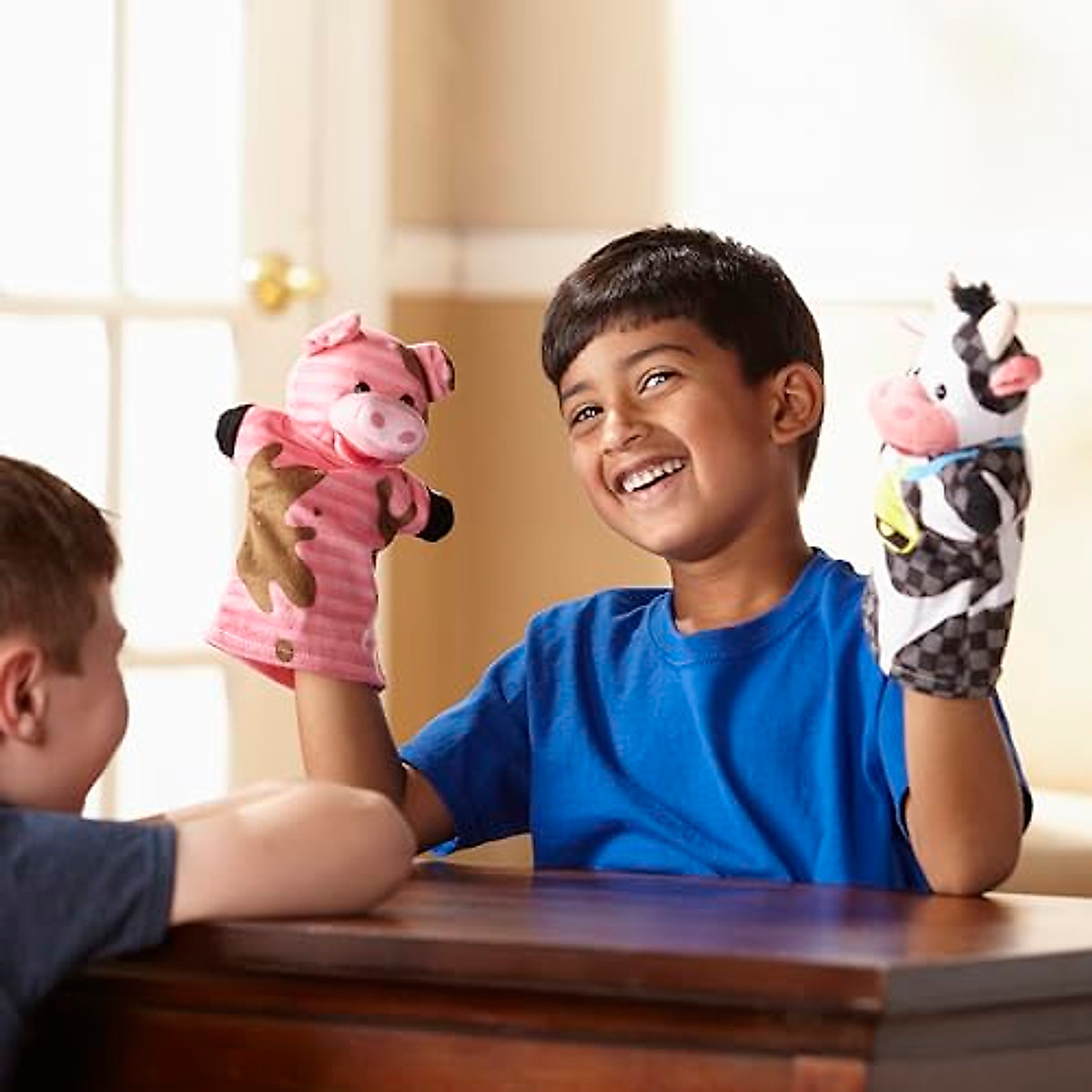 Melissa & Doug Farm Friends Hand Puppets (Set of 4) - Cow, Horse, Sheep, and Pig