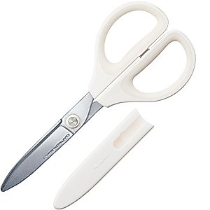 Kokuyo Saxa Glueless Scissors, White, 3D Blade, Symmetrical Handle for Both Right-hand and Left-hand, with Safety Cap, Japan Import (HASA-P280W)