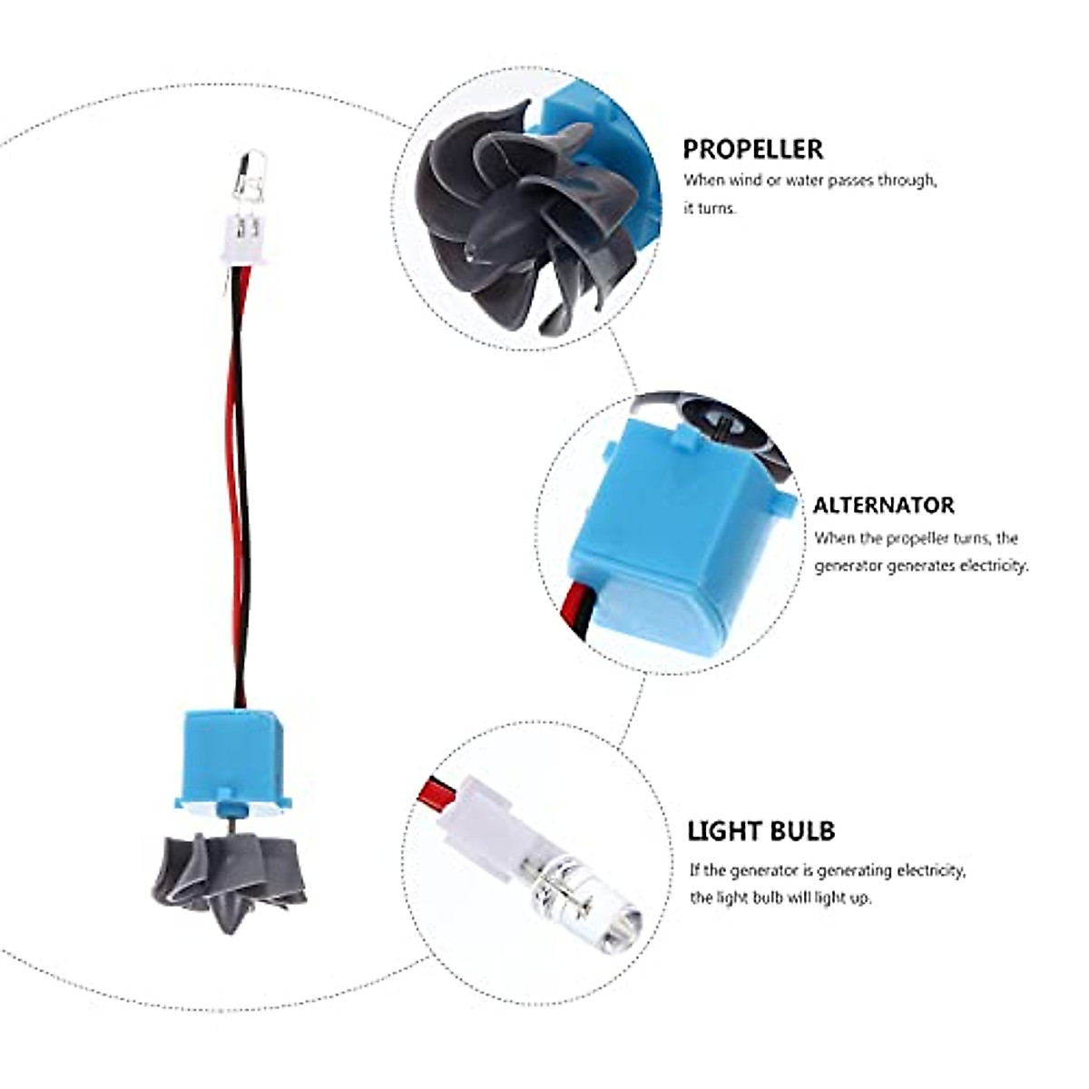 TEHAUX 1set Hydroelectric Teaching Science Portable Kit Physical Wind Small Water Crank Generator Hand Student Emergency Practical Tool Experiment Kits Electricity Manual Power