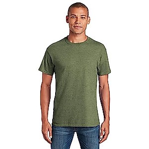 Gildan Adult Softstyle Cotton T-Shirt, Style G64000, Multipack, Heather Military (2-Pack), X-Large