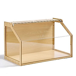 Large Hamster Cages Wooden Enclosure for Syrian Dwarf Hamsters, 33.15" L x 17.91" W x 19.72" H Humanize Habitat with Oblique Acrylic Door Durable HDF Waterproof Easy to Assemble and Clean, Clearance