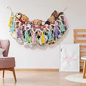 KIDDI MIDY Stuffed Animal Hammock, Nursery and Playroom Toy Storage Net Organizer for Plush Toys, Kids Bedroom Décor, Rip-Resistant Stuff Animals Holder with Hanging Hardware
