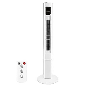 Antarctic Star Tower Fan Oscillating Fan Quiet Cooling Remote Control Powerful Standing 3 Speeds Wind Modes Bladeless Floor Fans Portable Bladeless Fan for Children Bedroom Home Office (White, 47")