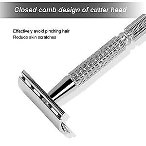 Safety Razor for Professional Barber Shop or Home, Stainless Steel Portable Classic Double Edge Safety Shaving Razor for Men