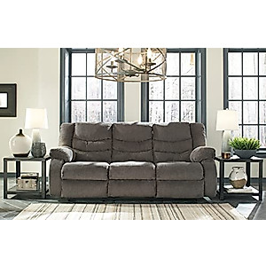 Signature Design by Ashley Tulen Modern Manual Pull Tab Reclining Sofa, Dark Gray