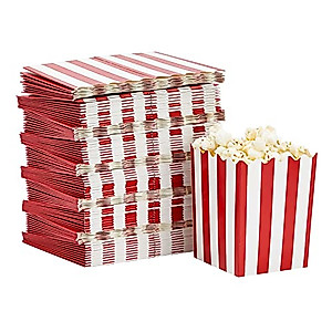 100 Pack Red and White Mini Popcorn Boxes for Party, Bulk Paper Popcorn Containers for Movie Night Decorations (3 x 4 In)