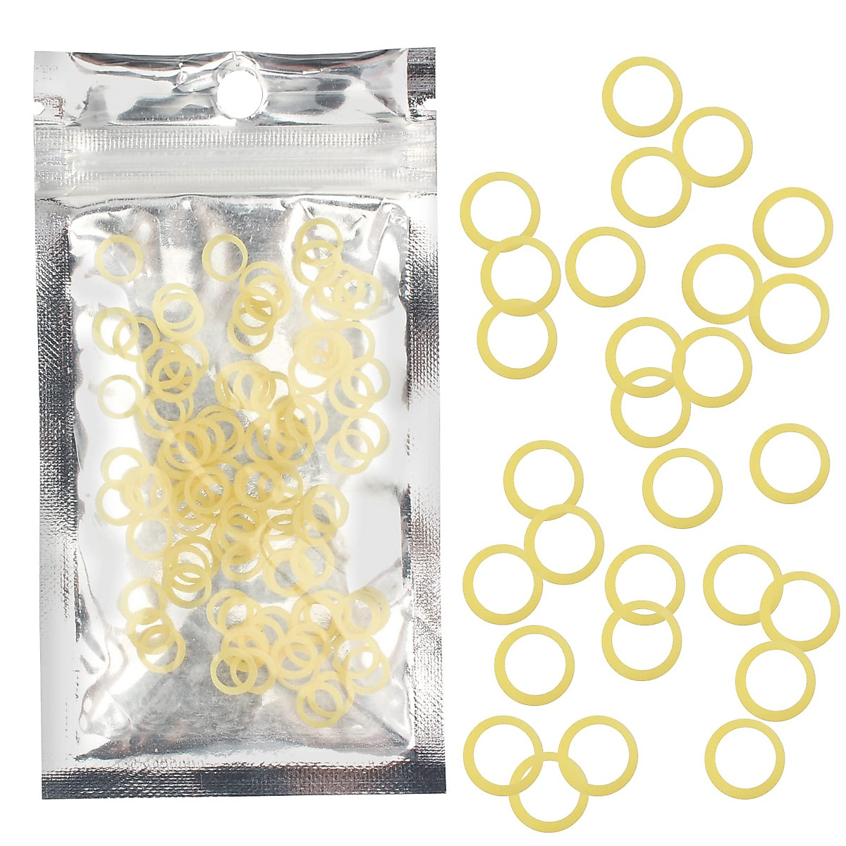 Sihuuu 100 PCS Orthodontic Elastic Rubber Bands, 1/4 Inch Free Elastic Placer, Orthodontic Elastics Small Rubber bands for Braces, Hair Braids, Dreadlocks, Fix Tooth Gap