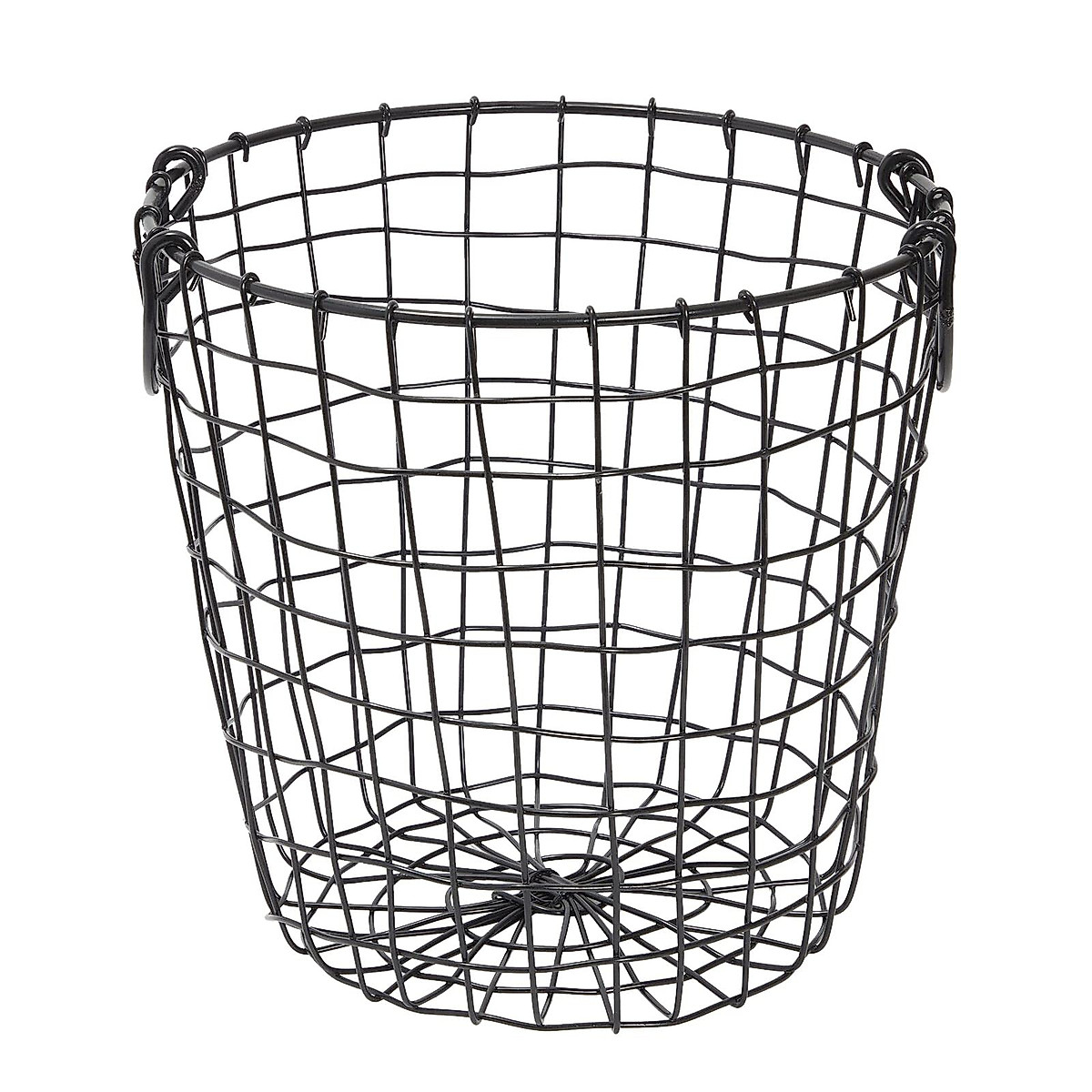 Farmlyn Creek Round Black Wire Laundry Baskets with Handles (Metal, 8.5 x 11 In, 2 Pack)