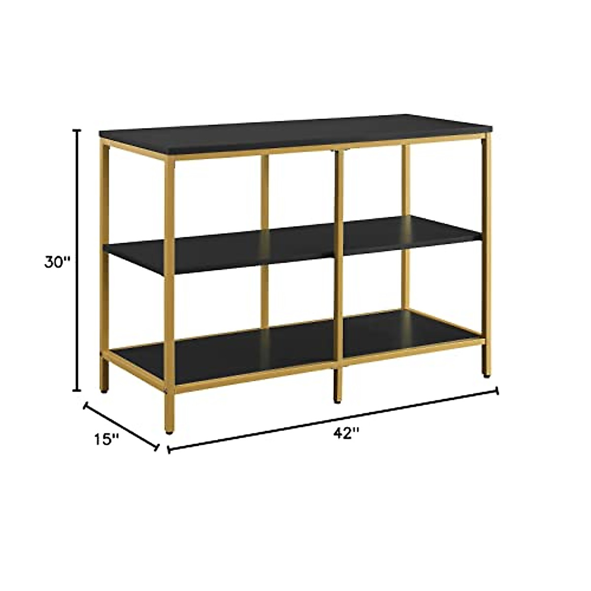 OSP Home Furnishings Modern Life Contemporary Double 3 Shelf Bookcase and Credenza, Black