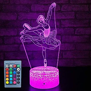 FlyonSea Kids Ballet Gifts,Ballet Girls Light Ballet Dancer 16 Color Changing Nightlight with Touch and Remote Control, Ballet Art Decor Light Birthday Christmas Gifts for Kids Girls Baby