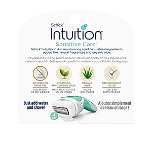 Schick Intuition Refill, Razors for Women Sensitive Skin | Intuition Razor Blades Refill with Organic Aloe, Razor Refills , 6 Count (Pack of 1)
