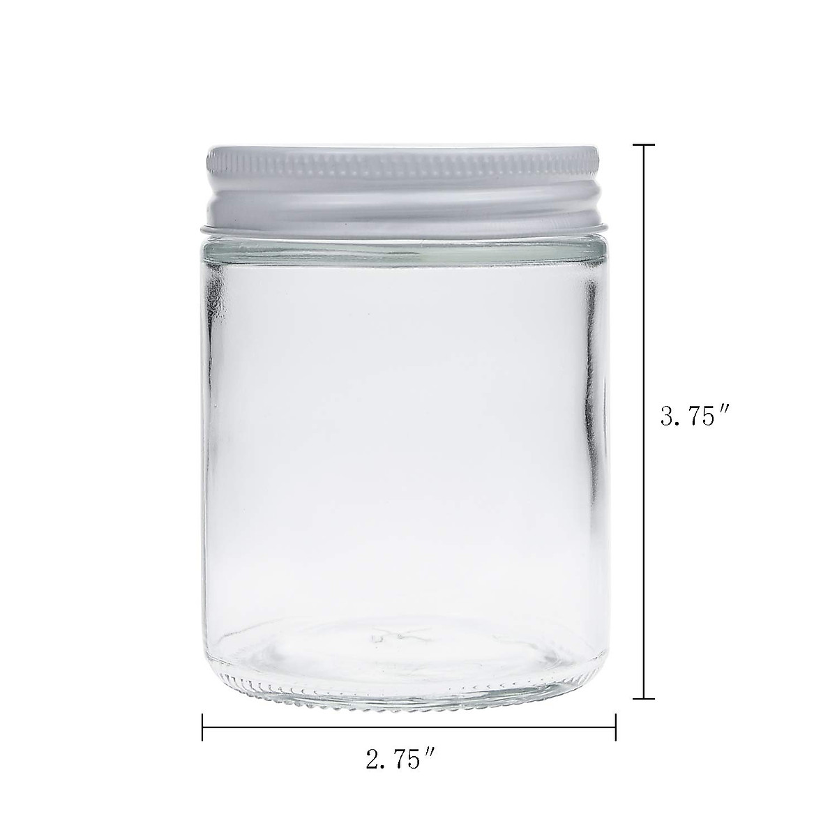 Suwimut 12 Pack Glass Mason Canning Jars, 9 Ounce Straight Sided Clear Glass Jars Regular Mouth Glass Storage Containers with White Metal Lids for Jam, Jelly, Dry Food, Spice, Salad, Yogurt