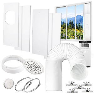 GNILLKO Portable Air Conditioner AC Window Kit with 5.9" Exhaust Hose & Coupler, Adjustable Window Seal Kit Plate for AC Unit, Portable AC Window Vent Kit for Sliding Horizontal & Vertical Window